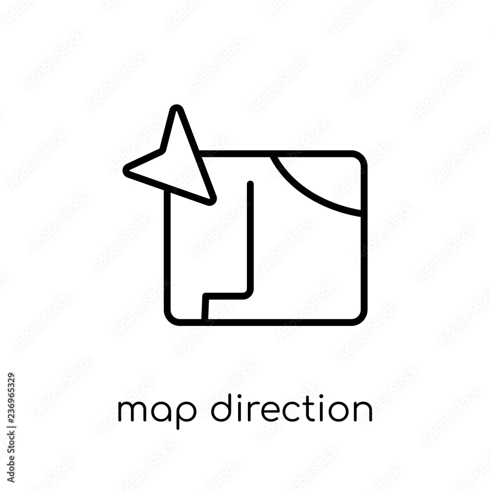 Map Direction icon. Trendy modern flat linear vector Map Direction icon ...