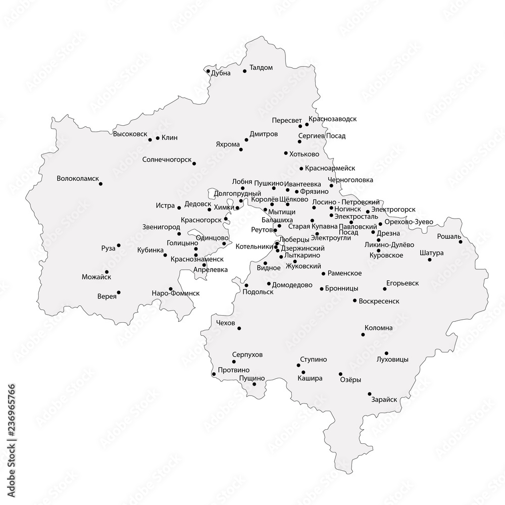 Moscow region outline map with stroke isolated on white background with ...