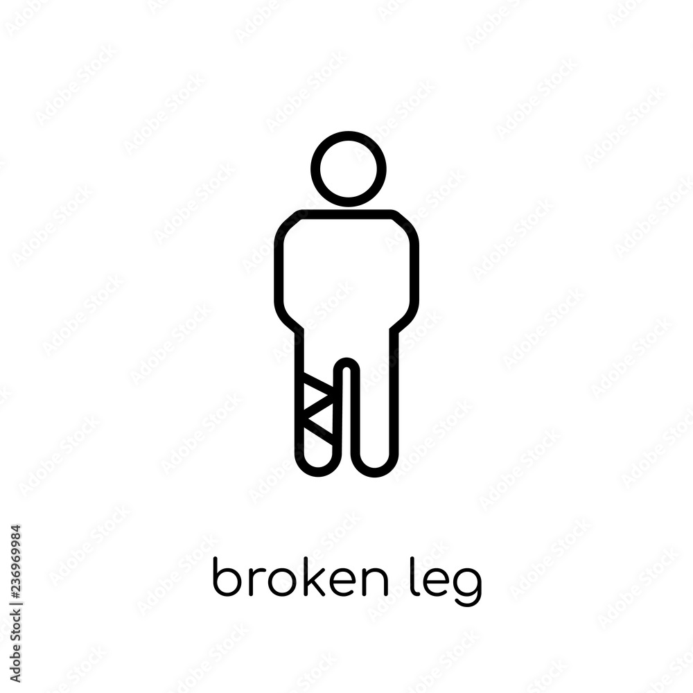 Broken leg icon. Trendy modern flat linear vector Broken leg icon on ...