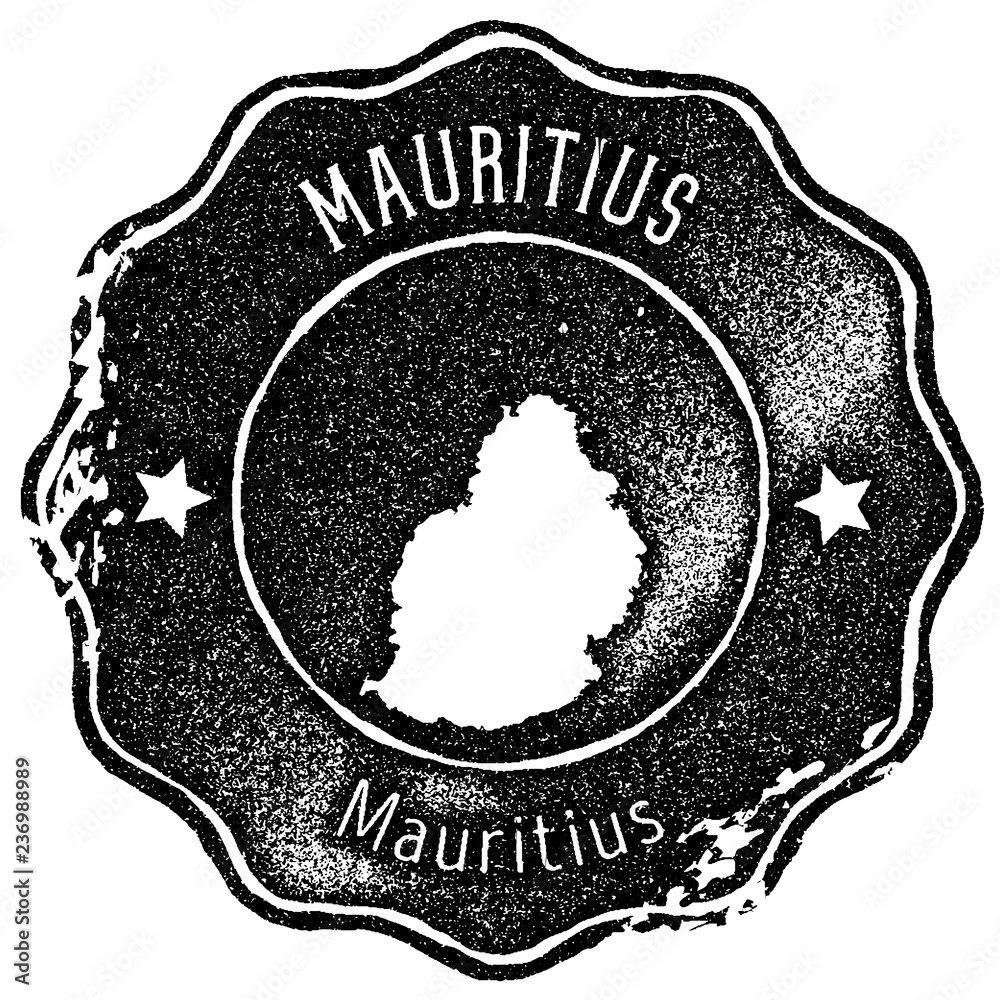 Mauritius map vintage stamp. Retro style handmade label, badge or ...