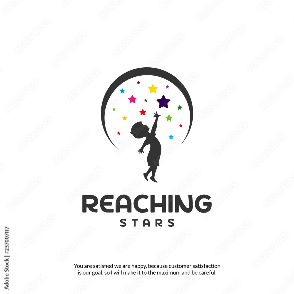 Reaching Stars Logo Design Template. Dream star logo. Emblem, Colorful ...