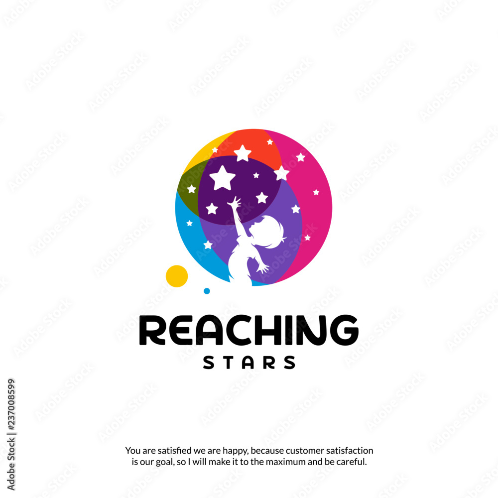 Reaching Stars Logo Design Template. Dream star logo. Emblem, Colorful ...