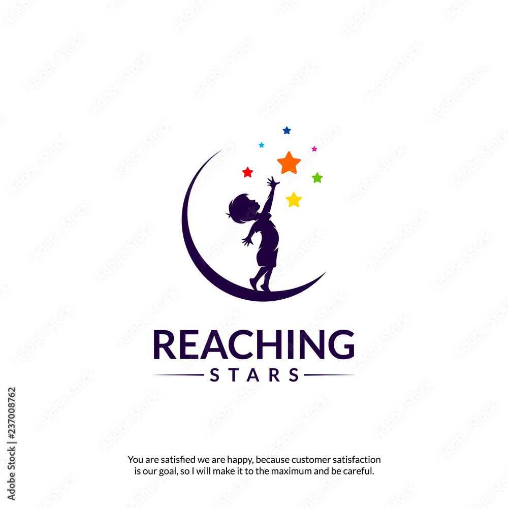 Reaching Stars Logo Design Template. Dream star logo. Emblem, Colorful ...