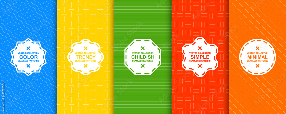 Set of bright vector seamless geometric patterns - minimalistic design ...