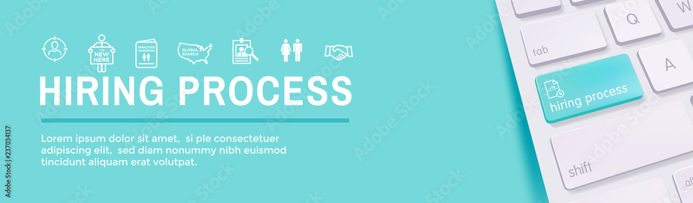 New Employee Hiring Process icon set and Web Header Banner Stock Vector ...