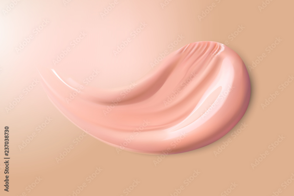 Cosmetic liquid foundation cream smudge smear strokes. Make up smear ...