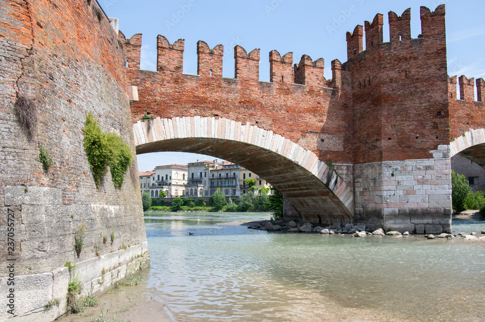 Castelvecchio Bridge fortified bridge in Veron on Adige River, historic ...