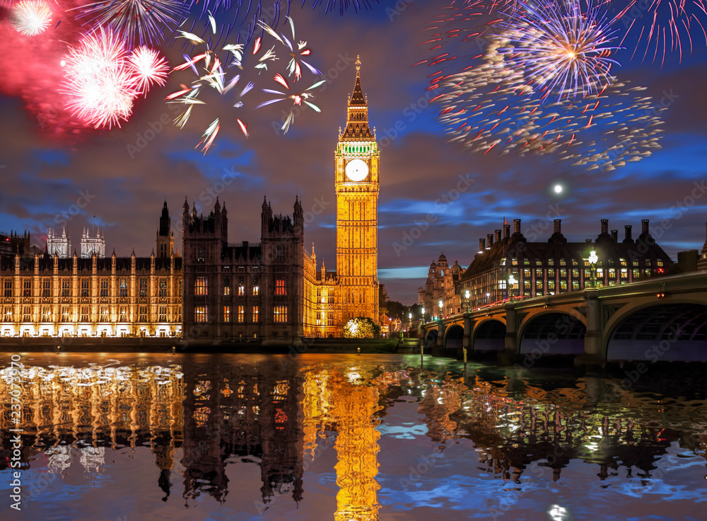 Photo & Art Print Big Ben with firework in London, England (celebration ...