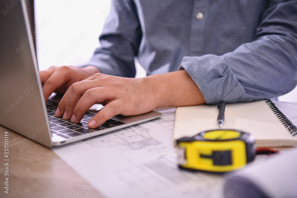 Engineering concept. The engineer is working in the office. Engineers ...