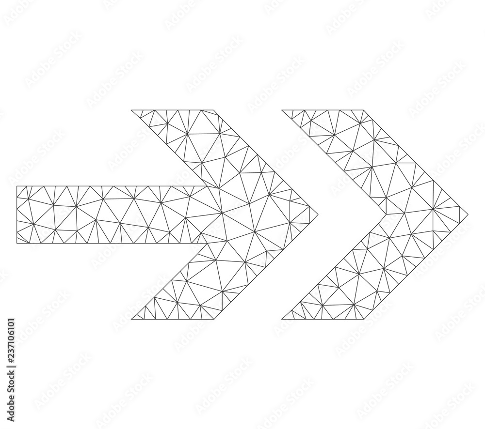 Mesh vector arrow right icon on a white background. Polygonal wireframe ...