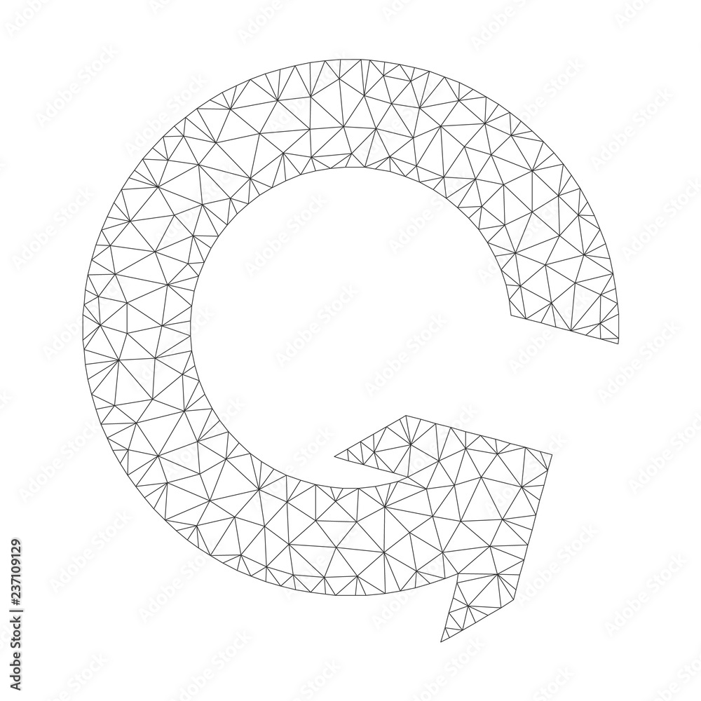Mesh vector rotate ccw icon on a white background. Polygonal carcass ...