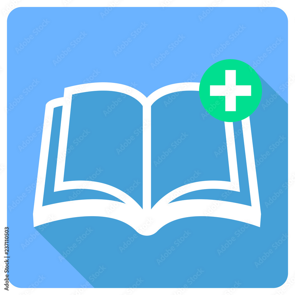 book icon with plus indicator Stock Vector | Adobe Stock