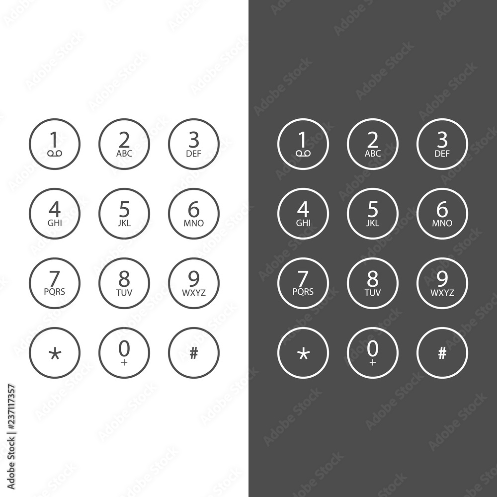 Keypad for on smartphone. Keyboard template in smartphone. In black and ...