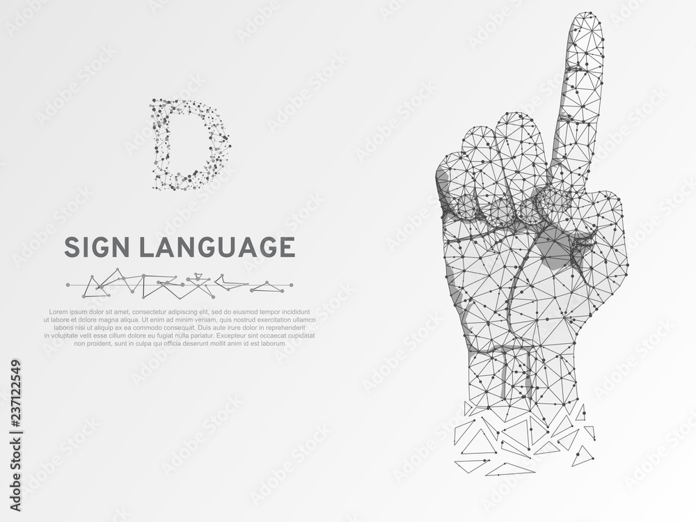 Photo & Art Print Origami Sign language D letter, hand that use the ...