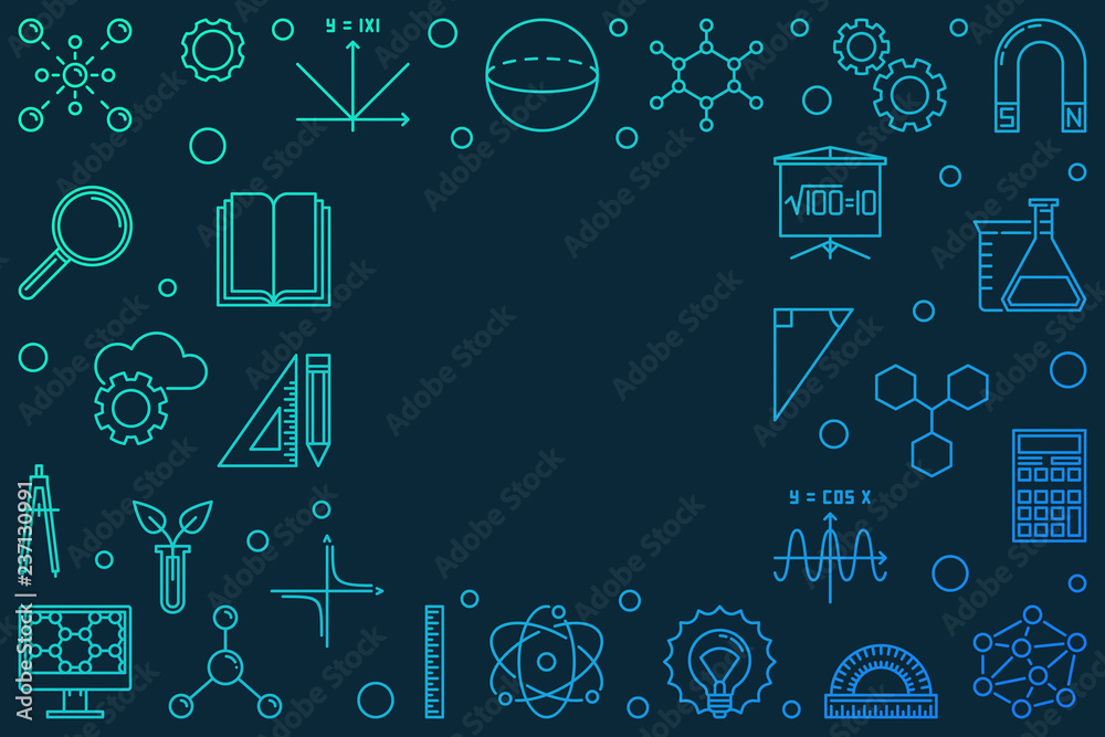 Science, Technology, Engineering and Mathematics colored horizontal ...
