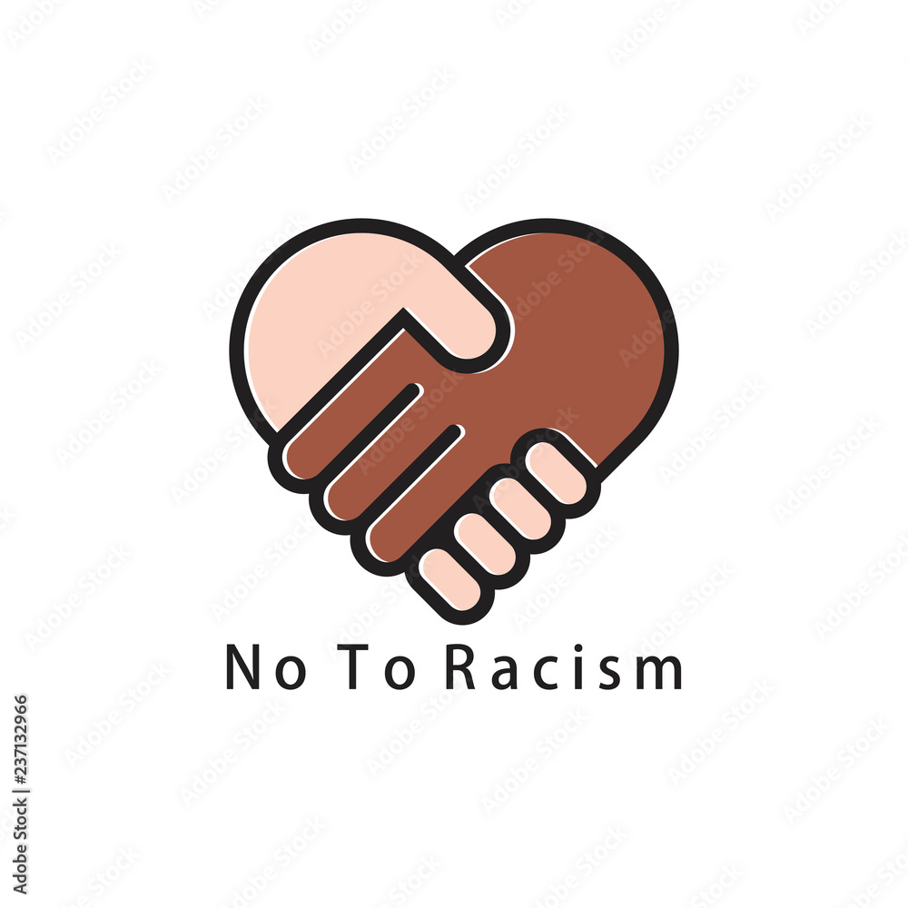 say no to racism hand shake love symbol vector Stock Vector | Adobe Stock