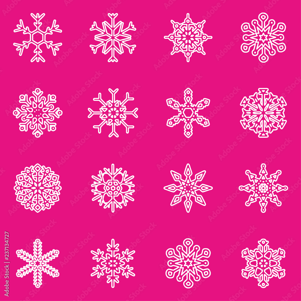 Snowflake vector icon background set plastic pink color. Trend 2019 ...