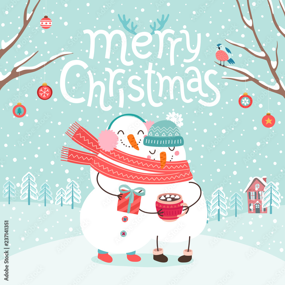 Merry Christmas Cute Snowman
