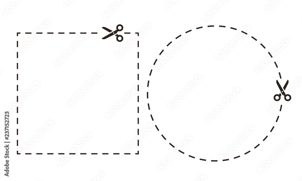 Cut line with scissors. Cut here symbol Stock Vector | Adobe Stock