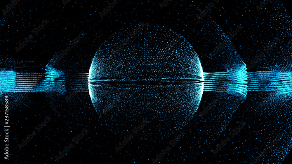 3d render technology partical background. Abstract particle form with ...