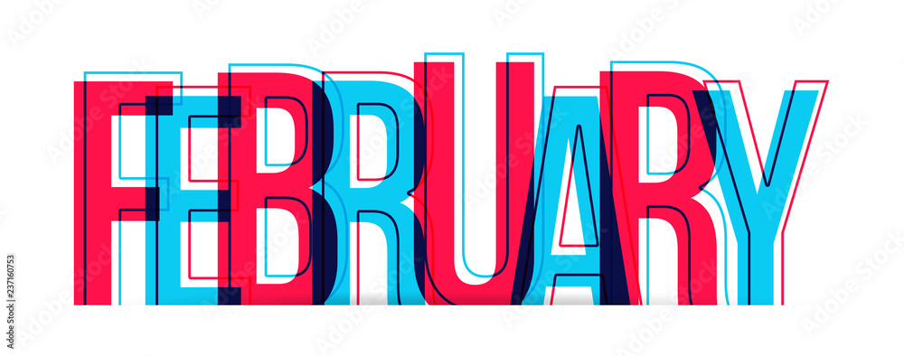 February word vector isolated on white background Stock Vector | Adobe ...