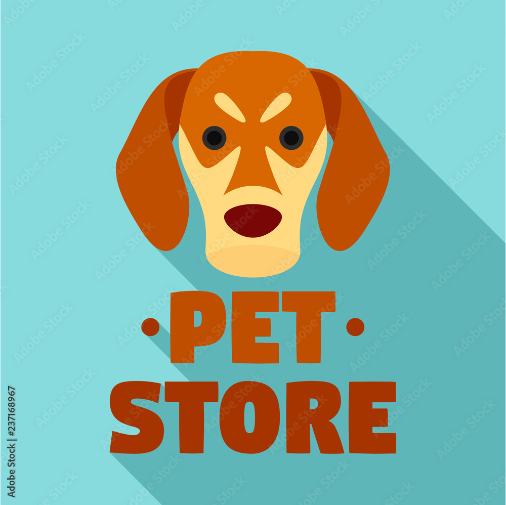 Dog pet store logo. Flat illustration of dog pet store vector logo for ...
