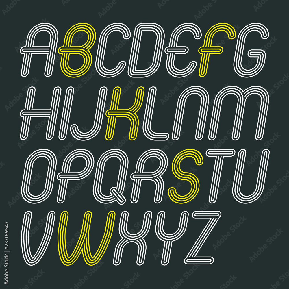 Set of disco vector upper case alphabet letters isolated. Trendy ...