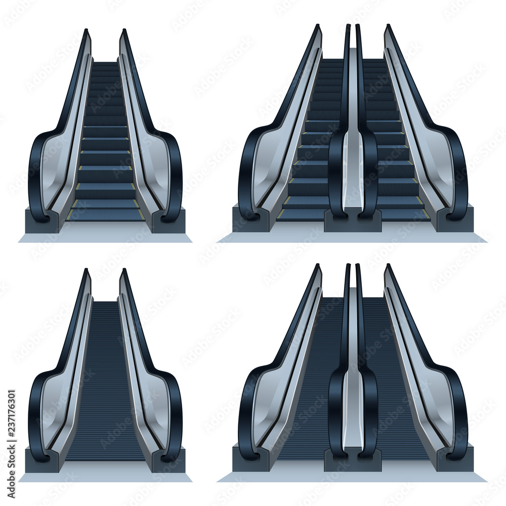 Escalator icon set. Realistic set of escalator vector icons for web ...