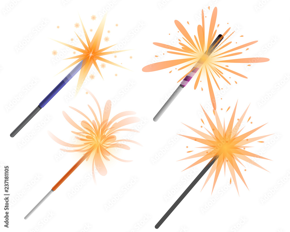 Sparkler icon set. Cartoon set of sparkler vector icons for web design ...