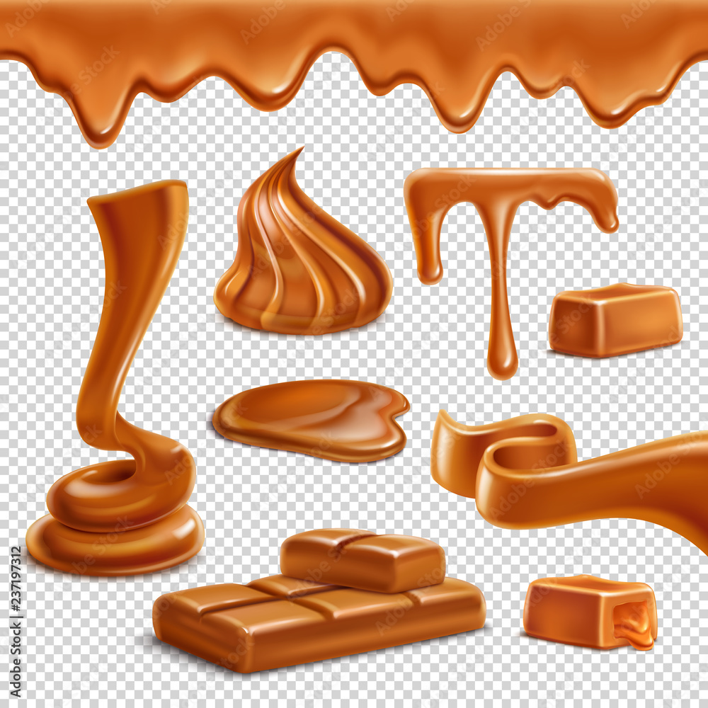 Caramel Realistic Transparent Set Stock Vector | Adobe Stock