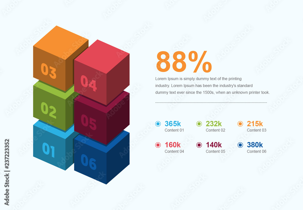 Infographic Layout with Multicolored Cube Elements Stock Template ...