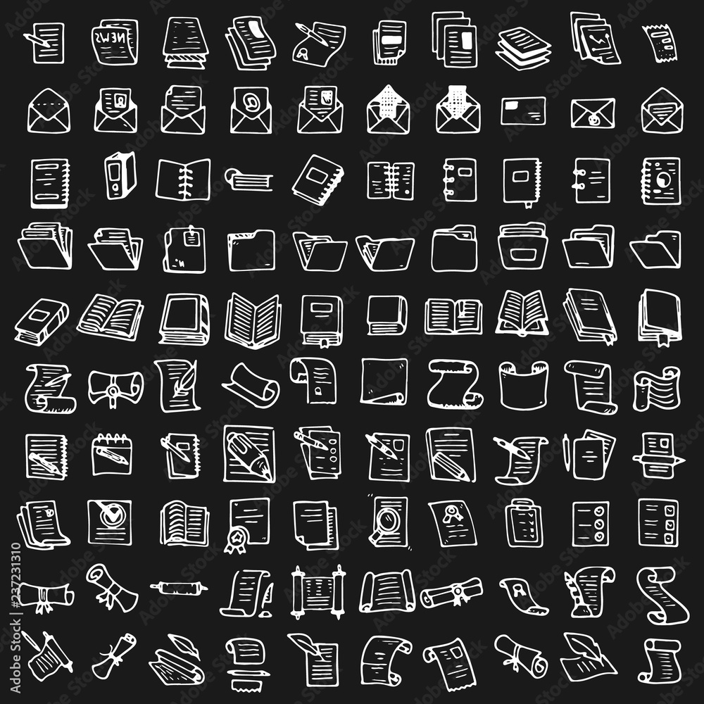 Hand drawn simple document icons set. Universal document icons to use ...