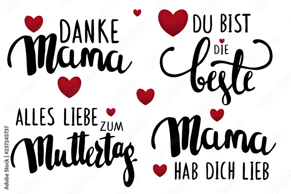 Best greetings to mother's day, calligraphy text in german language on ...