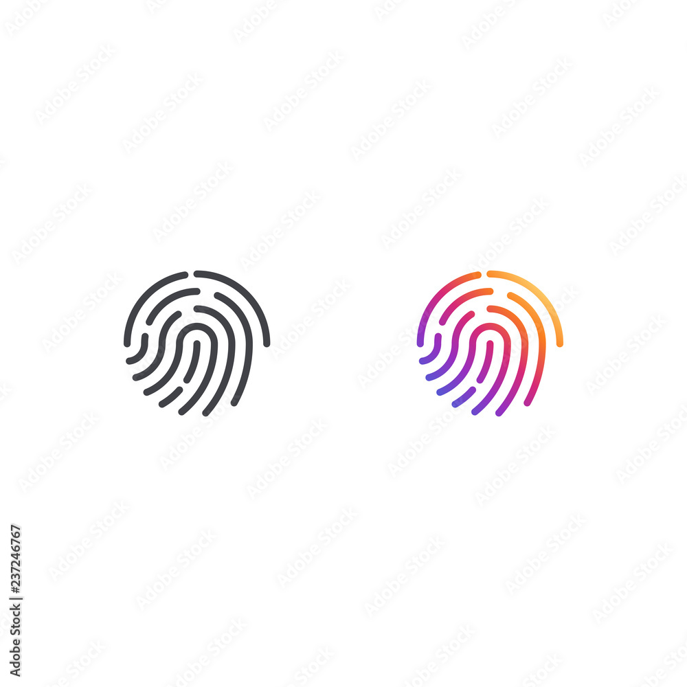 Vector fingerprint icon. Two fingerprint symbol shape. Biometric ...
