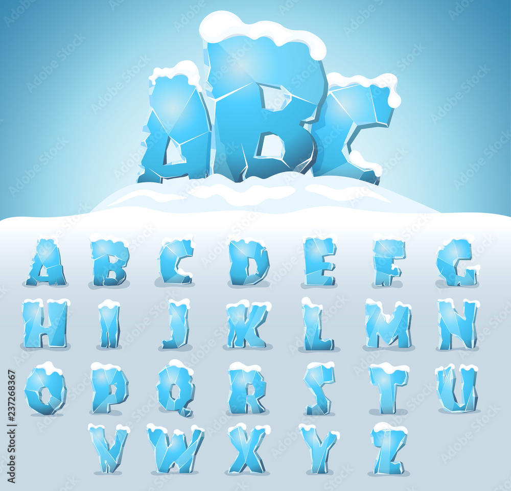 Ice letters with snow Stock Vector | Adobe Stock
