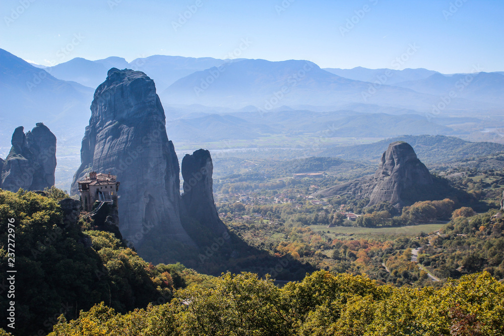 The rocky temple Christian Orthodox complex of Meteora is one of the ...