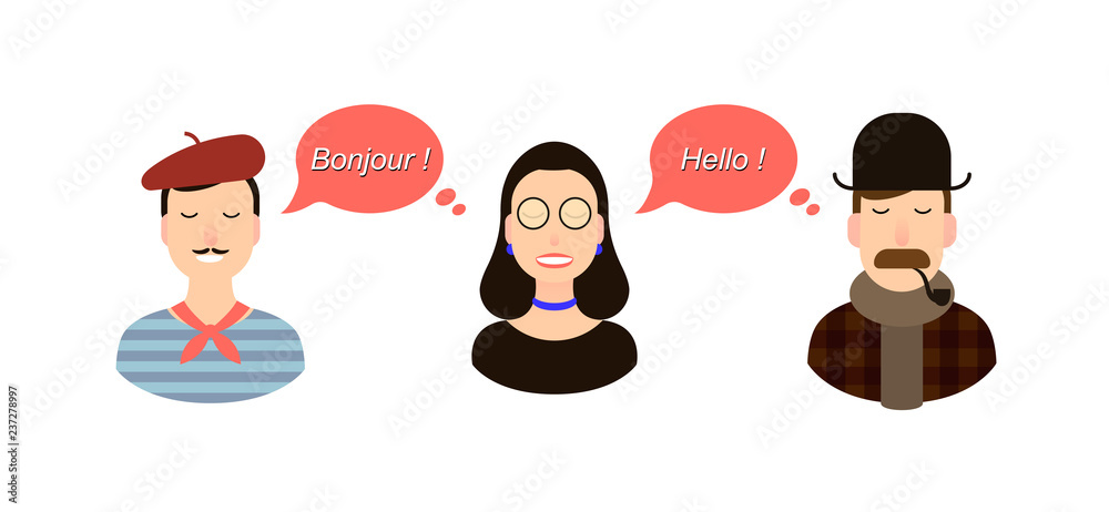 International communication translation concept illustration. tourists ...