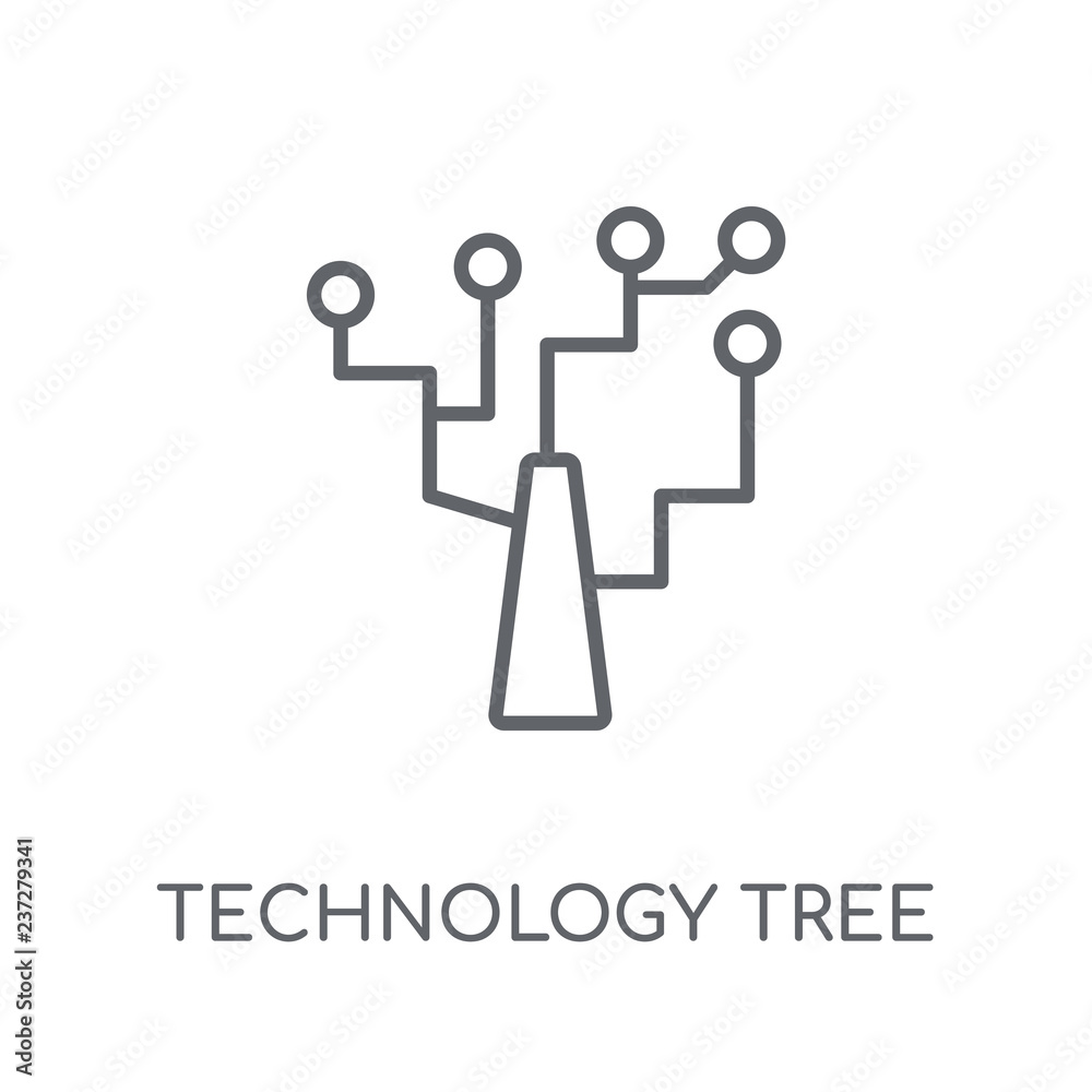 technology Tree linear icon. Modern outline technology Tree logo ...