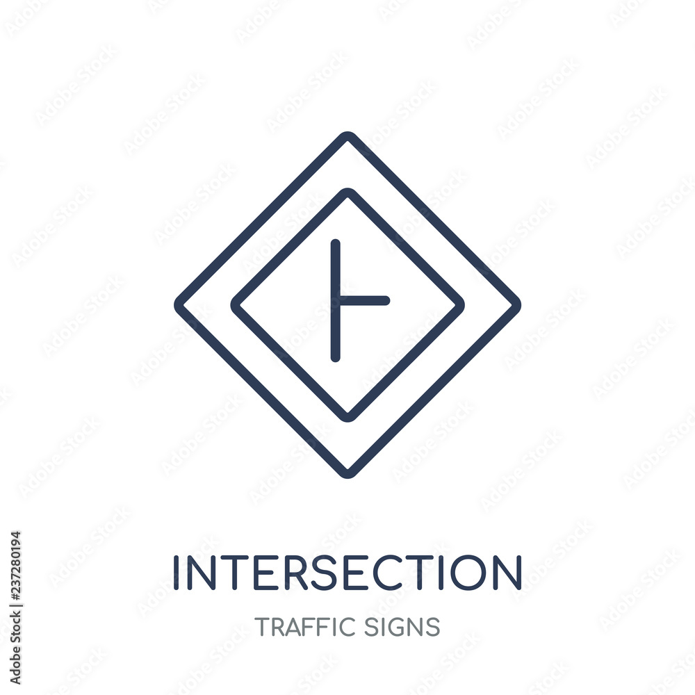 Intersection sign icon. Intersection sign linear symbol design from ...