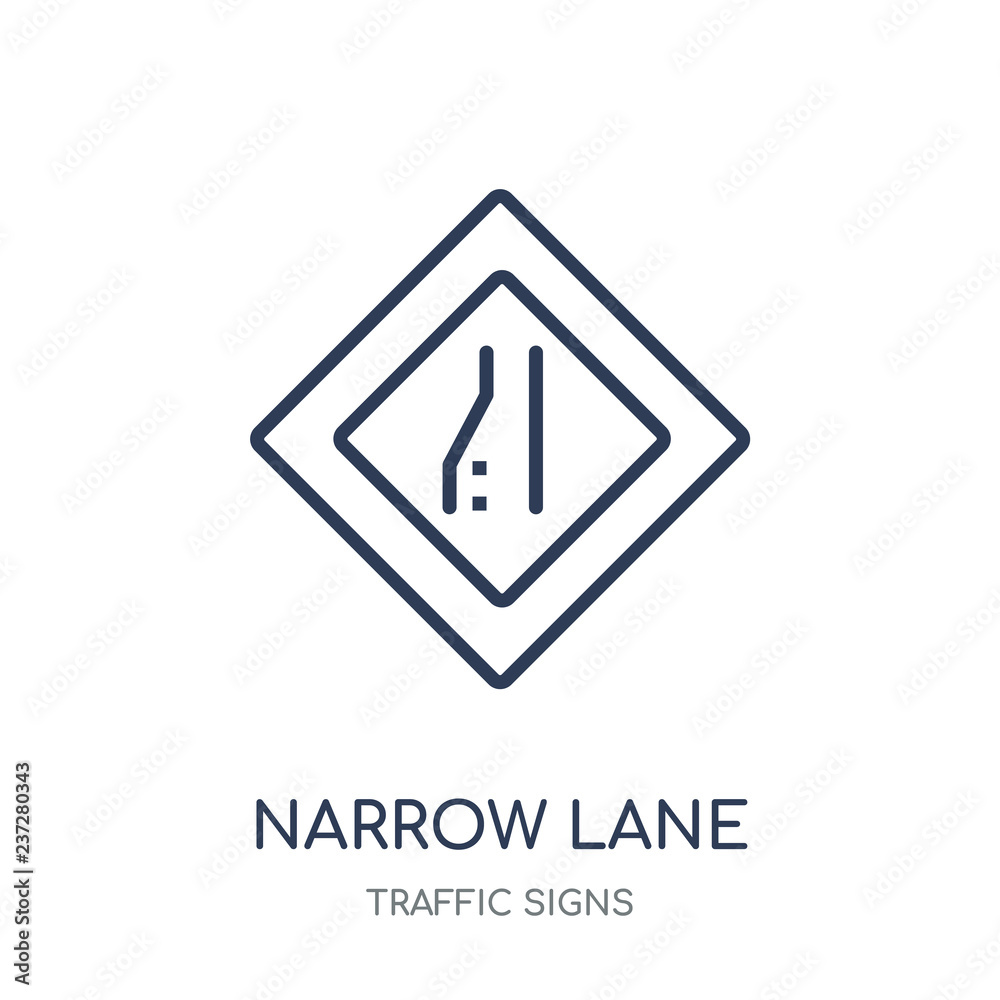 Narrow lane sign icon. Narrow lane sign linear symbol design from ...