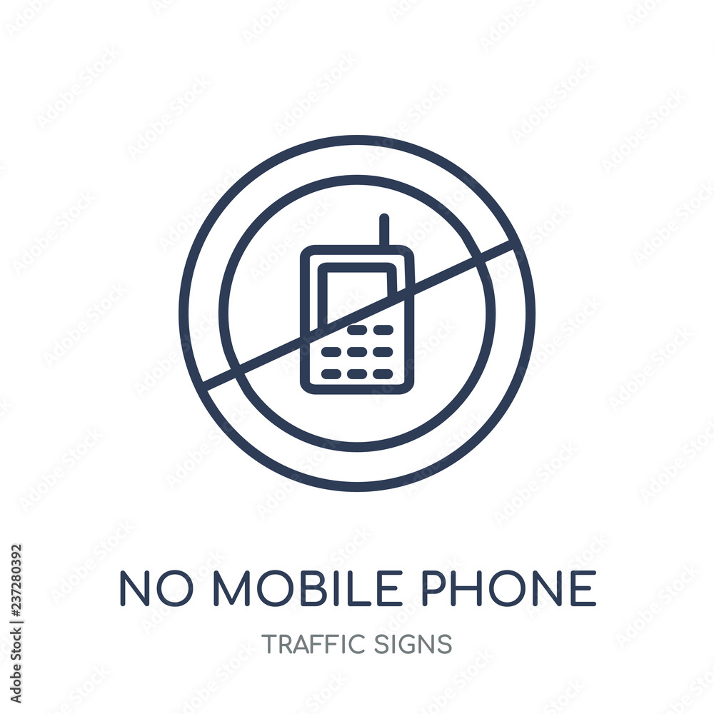 No mobile phone sign icon. No mobile phone sign linear symbol design ...