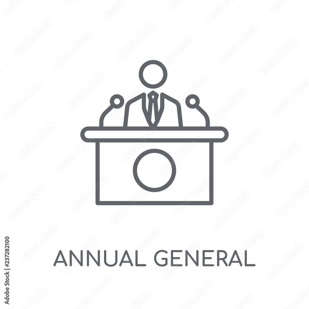 Annual general meeting (AGM) linear icon. Modern outline Annual general ...
