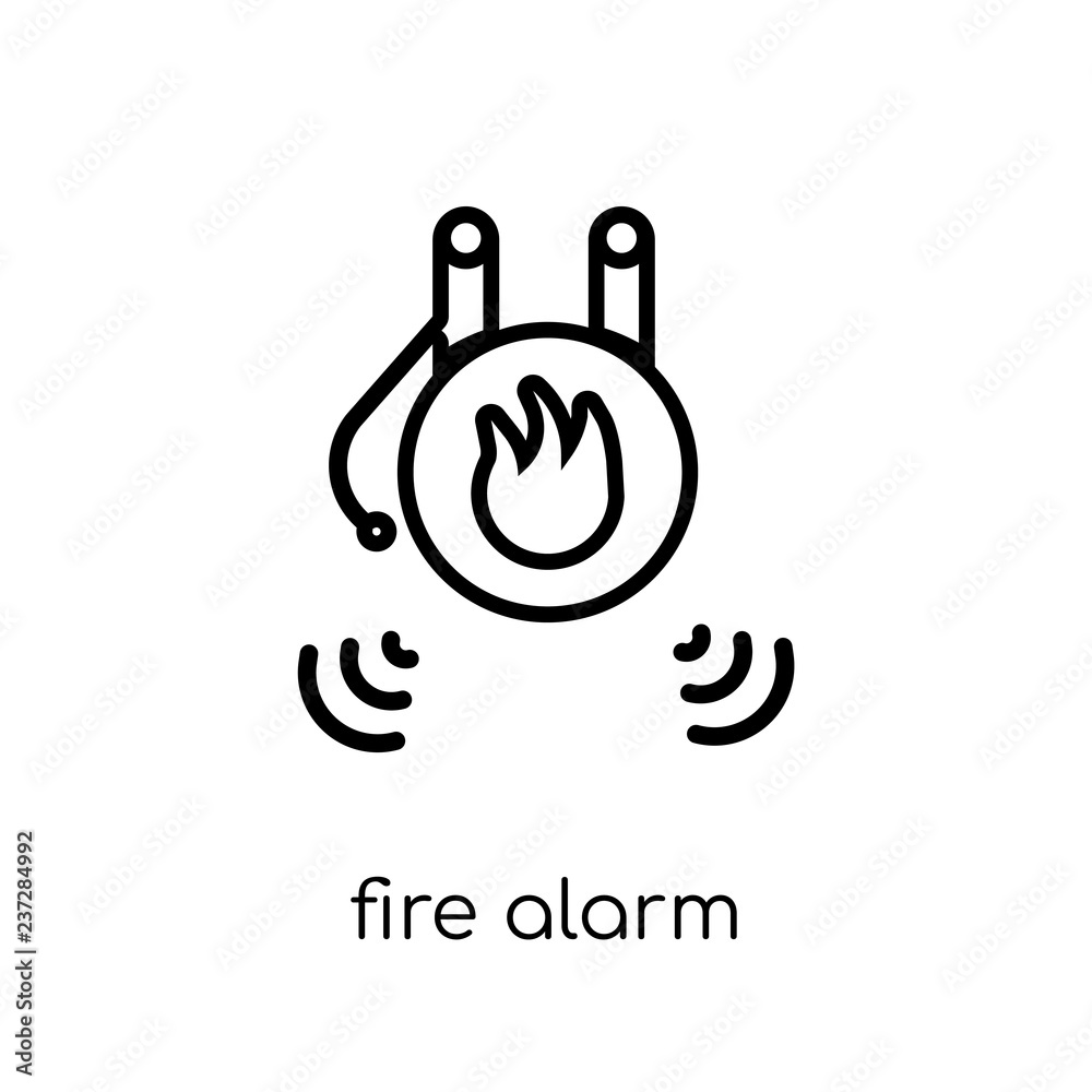 Fire alarm icon. Trendy modern flat linear vector Fire alarm icon on ...