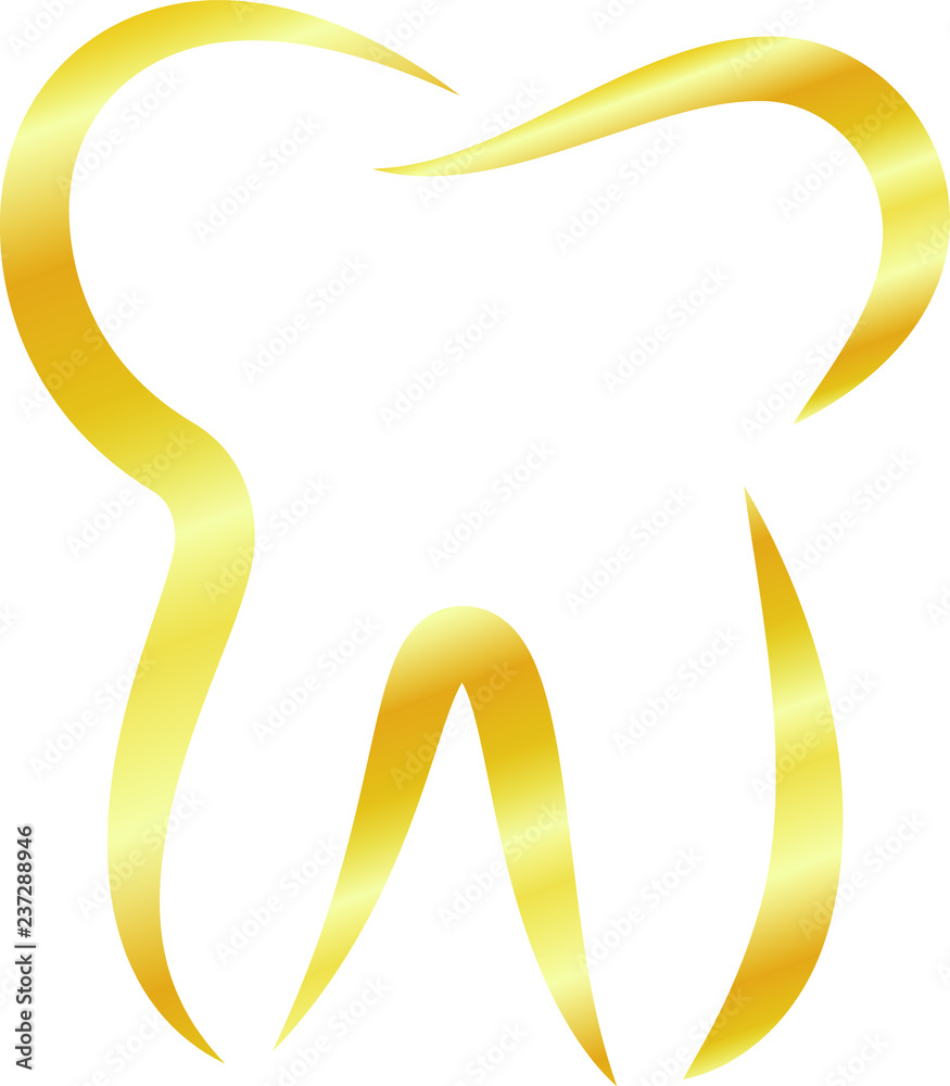 Gold Line drawing of tooth Stock Vector | Adobe Stock