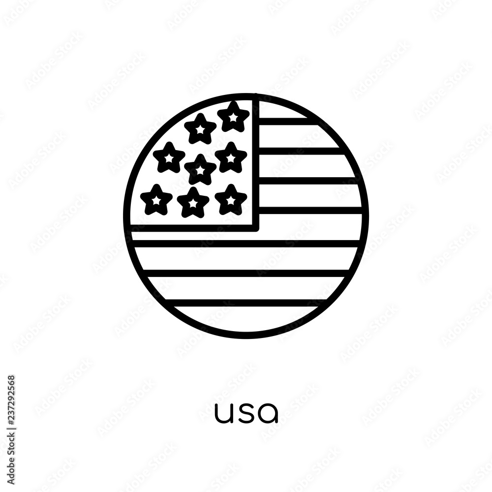 Usa icon. Trendy modern flat linear vector Usa icon on white background ...