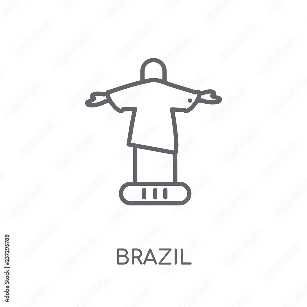 Brazil sculpture of Christ the redeemer linear icon. Modern outline ...