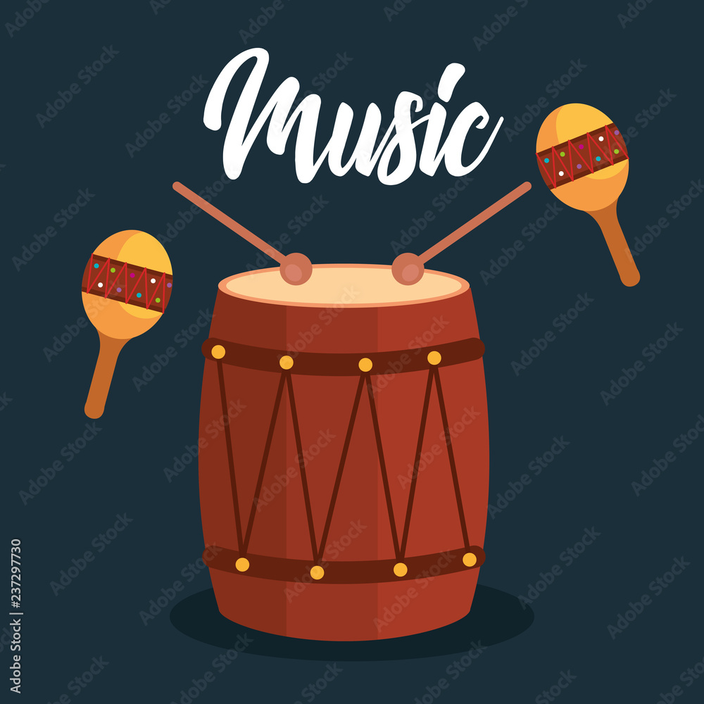 bongo and maracas tropical instruments Stock Vector | Adobe Stock