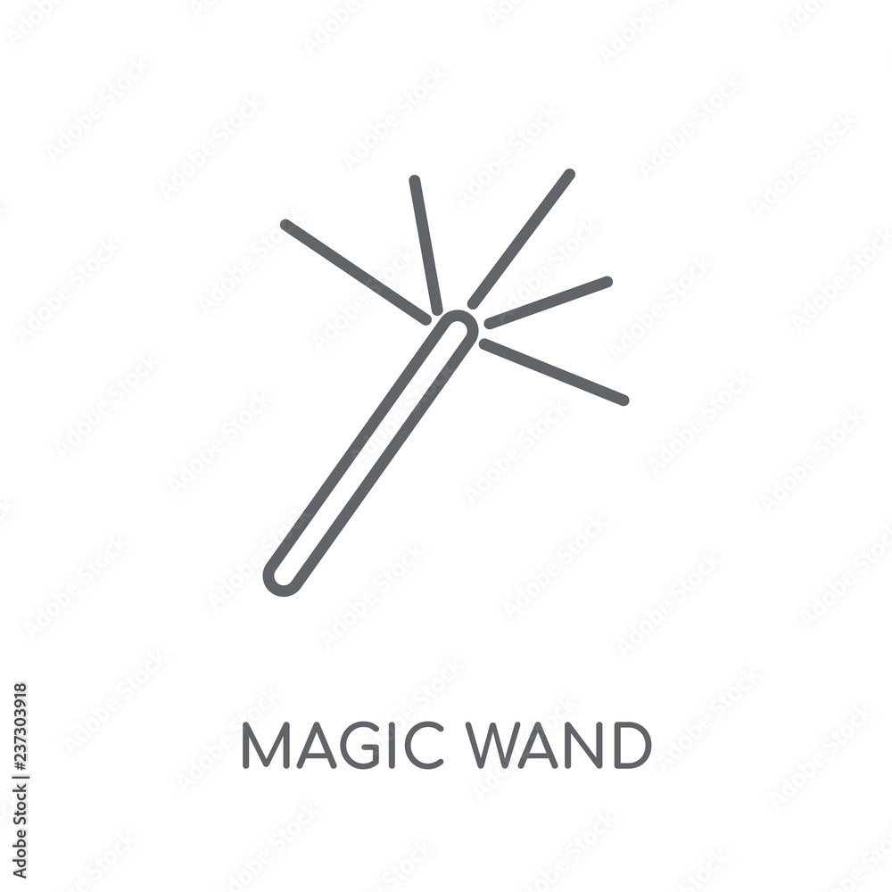 Magic wand linear icon. Modern outline Magic wand logo concept on white ...