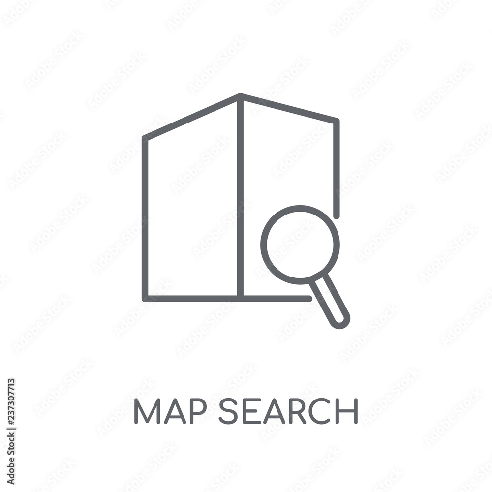 map search linear icon. Modern outline map search logo concept on white ...