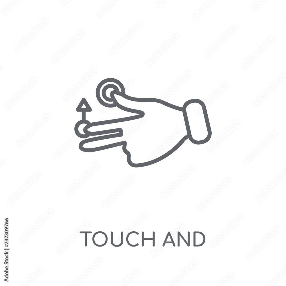 Touch and upward slide linear icon. Modern outline Touch and upward ...